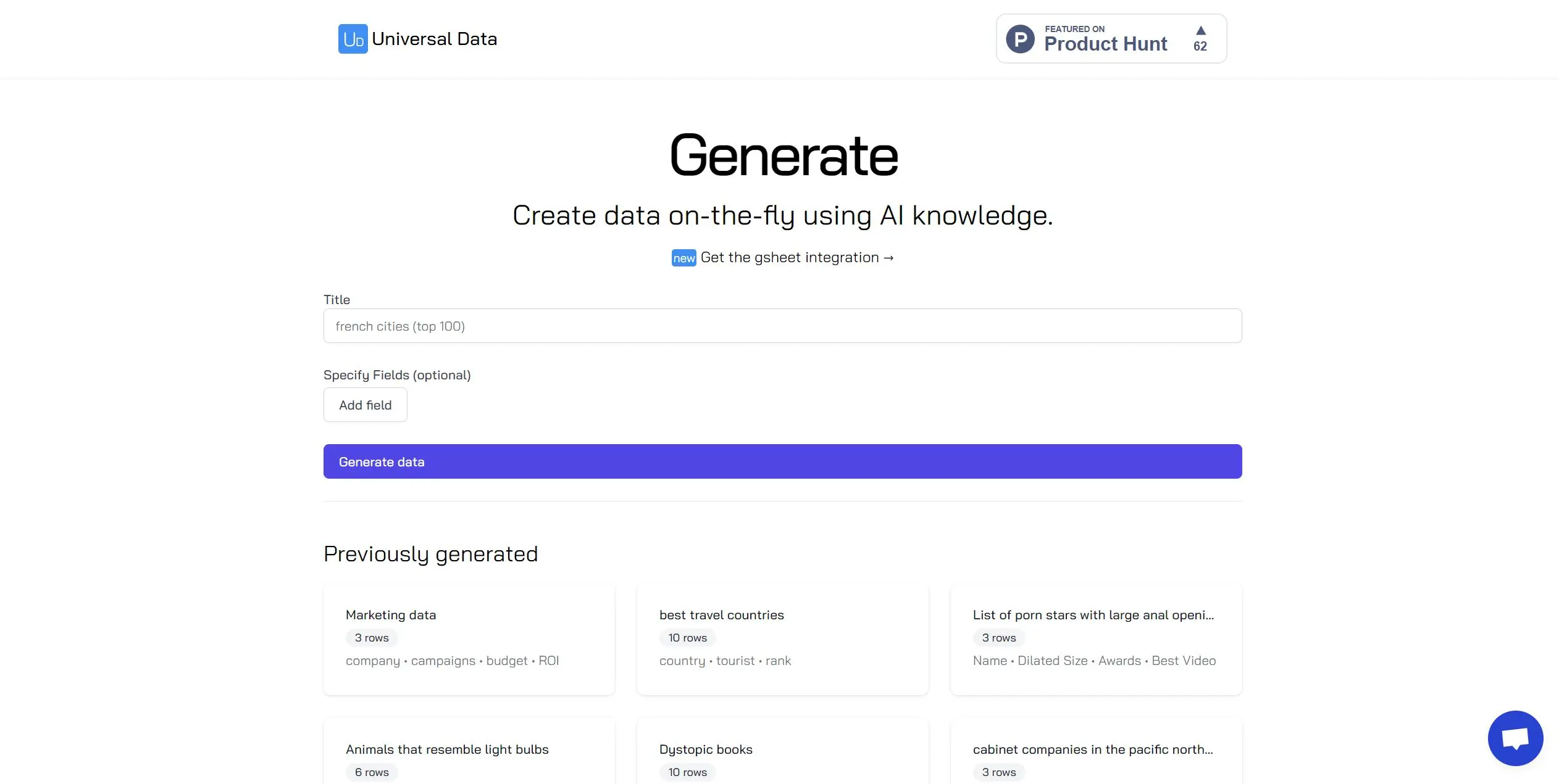 Universal Data Generator: AI Tool Reviews, Pricing and Software ...