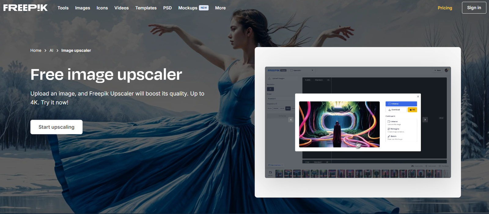 Freepik Upscaler: AI Tool Reviews, Pricing and Software alternatives 2025 | ReviewAI
