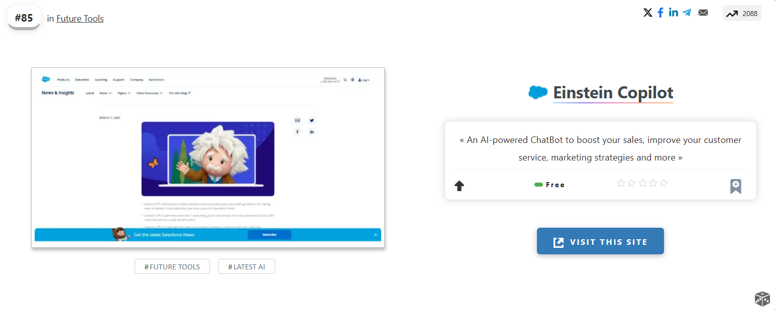 Einstein Copilot: AI Tool Reviews, Pricing and Software alternatives 2025 | ReviewAI