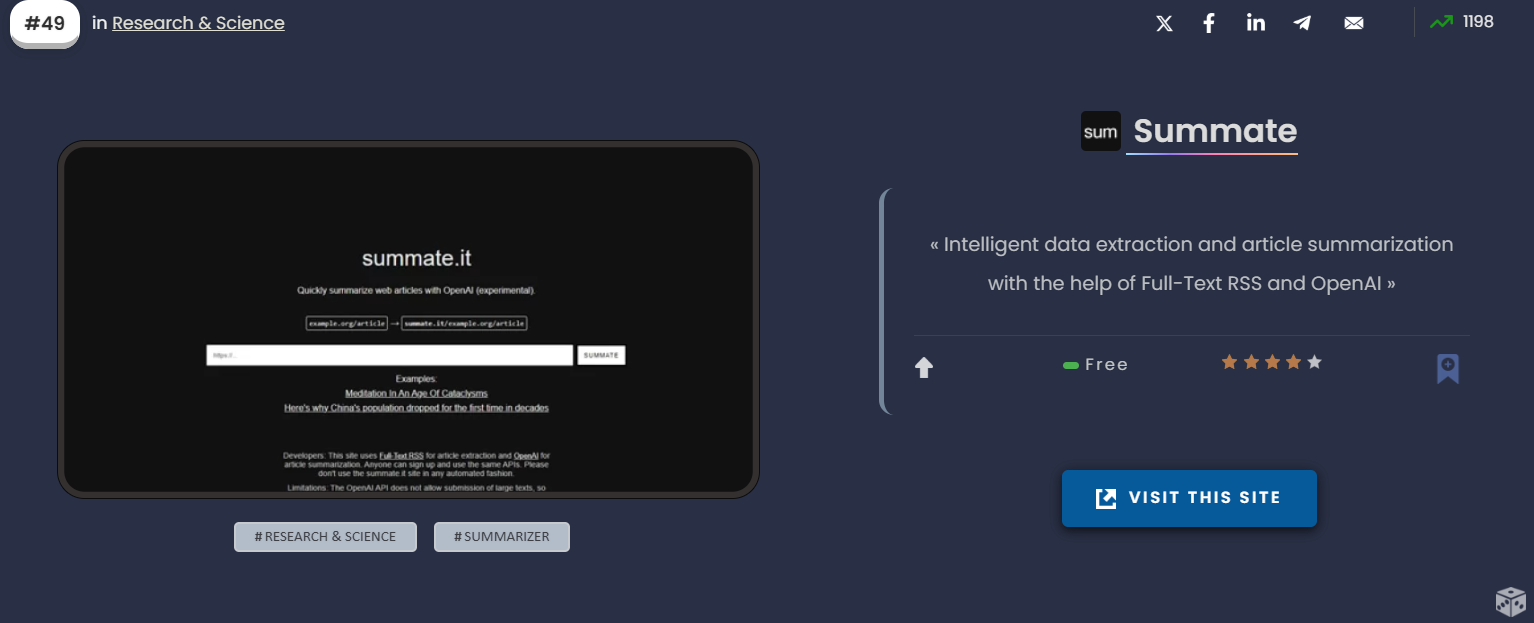 Summate AI: AI Tool Reviews, Pricing and Software alternatives 2025 | ReviewAI